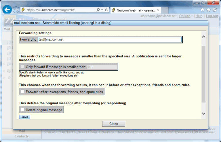 Setting up Email Forwarding - Nexicom
